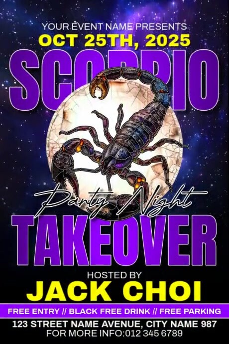 Scorpio Takeover Party Night Template | PosterMyWall