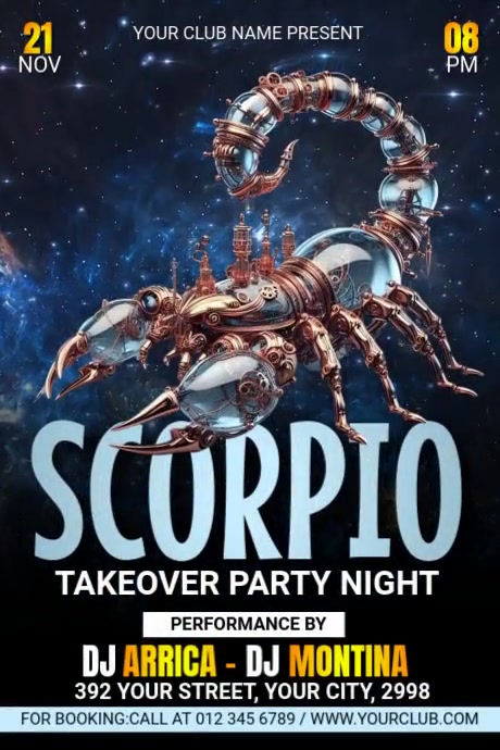 Copy of Scorpio Takeover Party Night | PosterMyWall