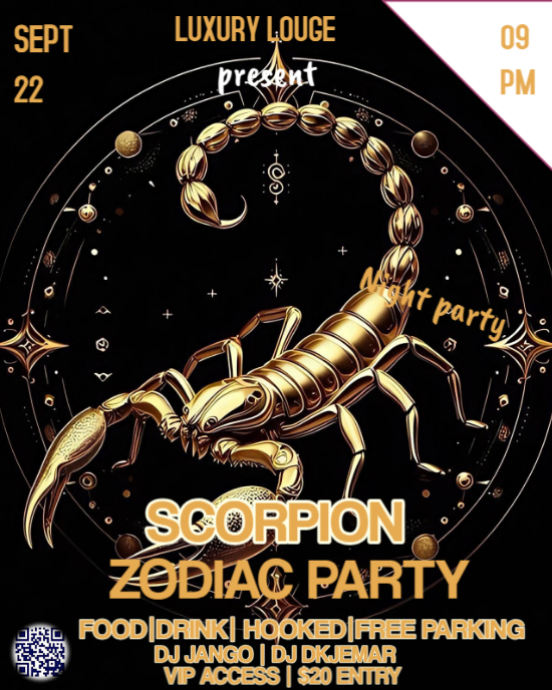 Scorpion zodiac party flyer design template | PosterMyWall