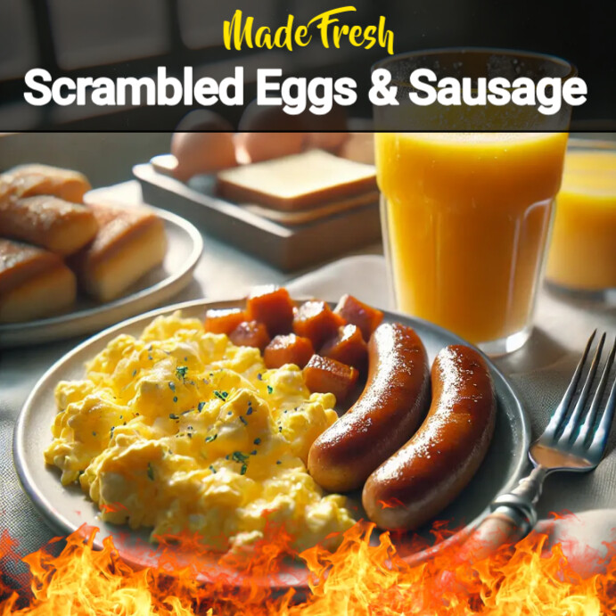 Plantilla de scrambled eggs with sausage breakfast Instagr | PosterMyWall
