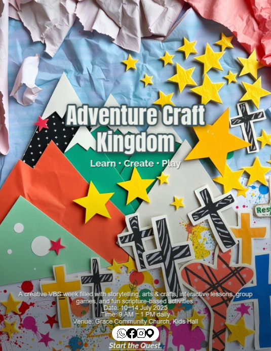 Plantilla de Scripture Craft Quest VBS Flyer Template | PosterMyWall
