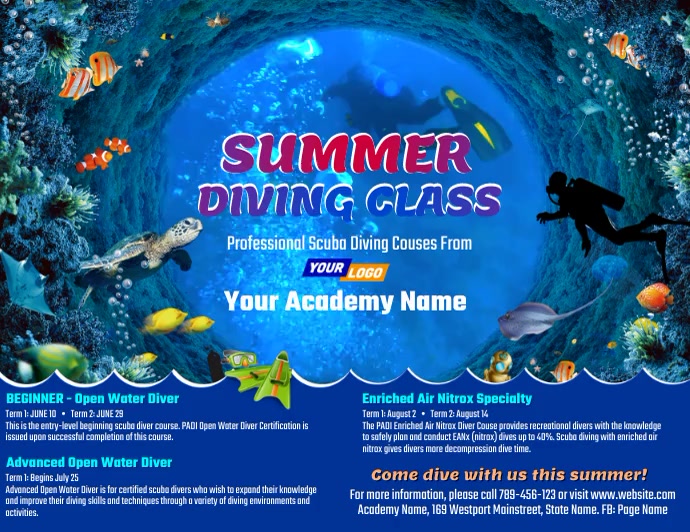 Scuba diving academy flyer (1) Template | PosterMyWall