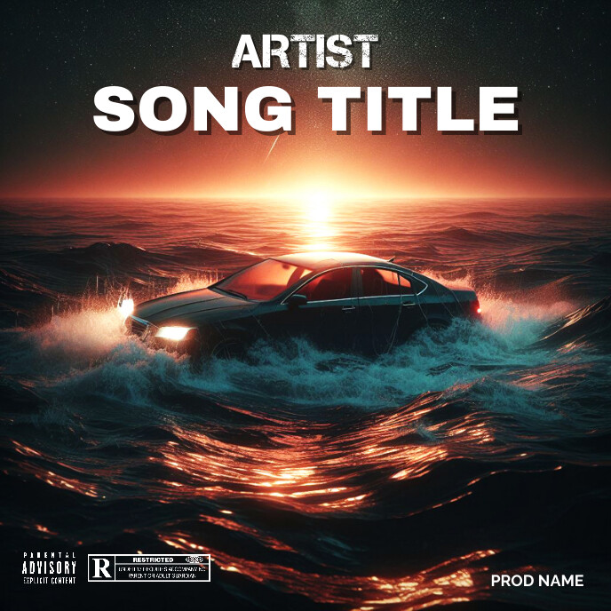 Sea Car Sunset Album Cover Template | PosterMyWall