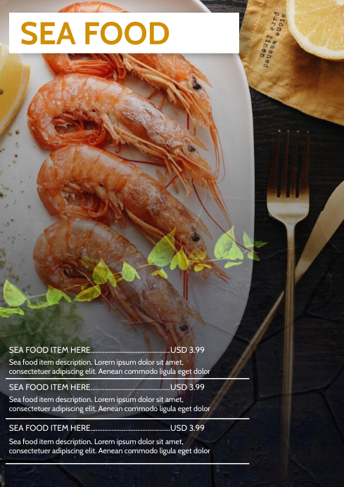 sea food menu Template | PosterMyWall