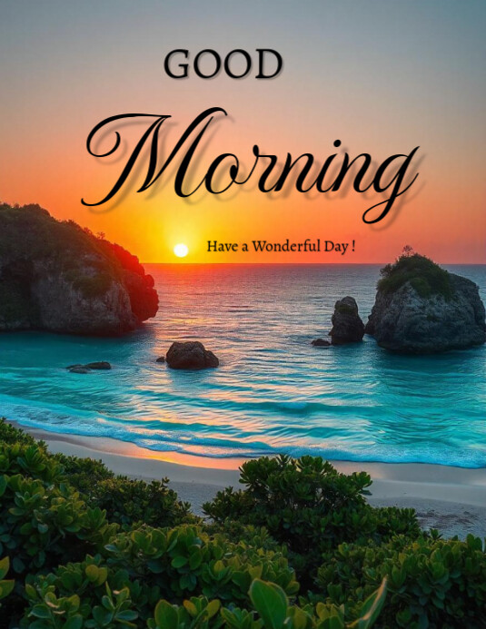 Sea Minimal Good Morning Flyer 2024 Template | PosterMyWall