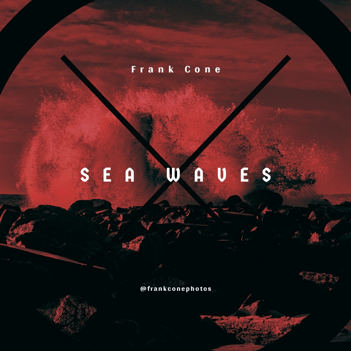 Sea Waves Stone Dark Red CD Cover Music Template | PosterMyWall