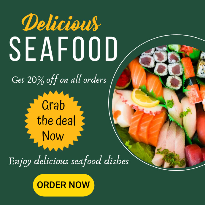 Seafood ad Instagram post template | PosterMyWall