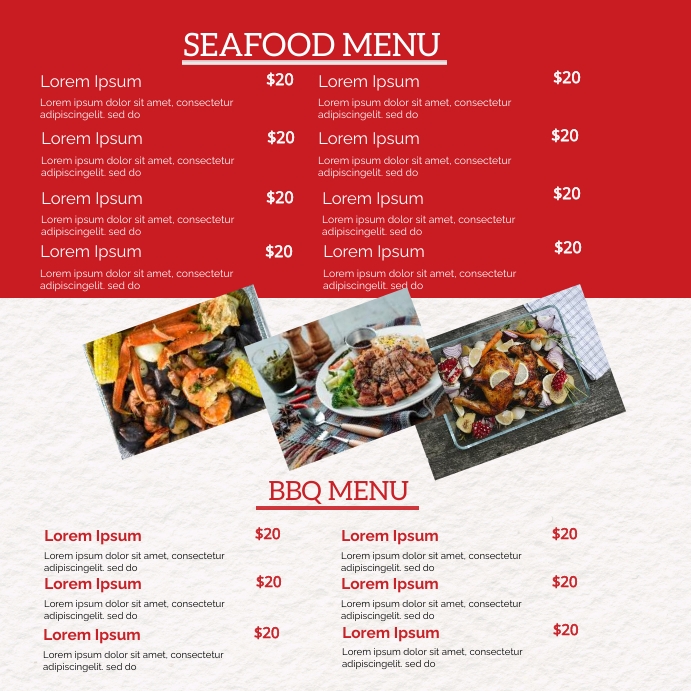 Seafood and BBQ Menu Template | PosterMyWall
