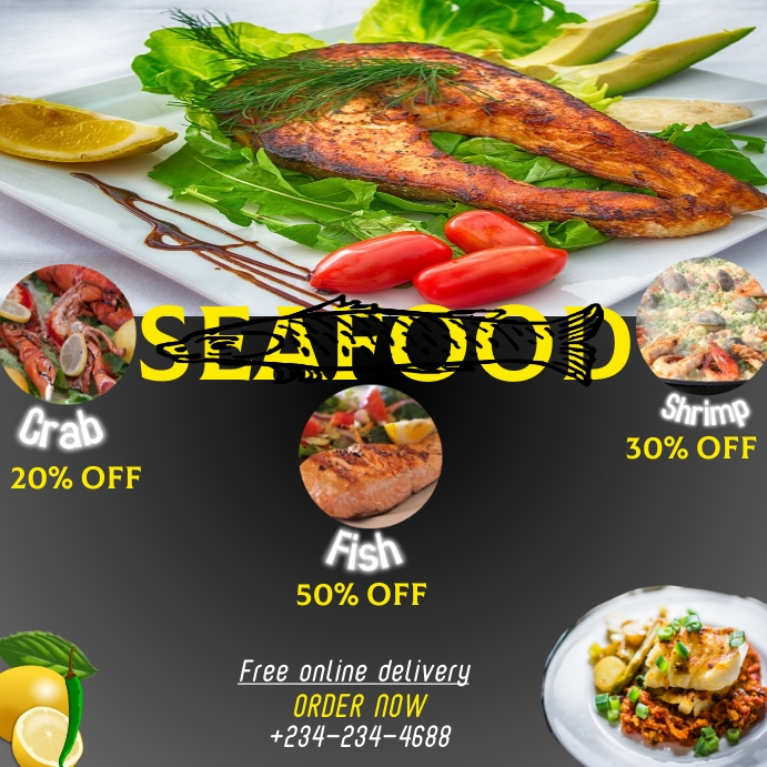 seafood deals, seafood deal instagram ad(1) Template | PosterMyWall