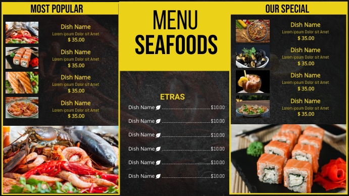 Copy of Seafood digital menu | PosterMyWall