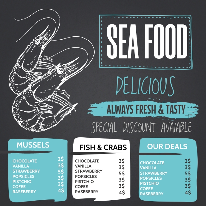 seafood Instagram post Template | PosterMyWall