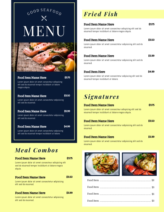 Copy of Seafood Menu | PosterMyWall