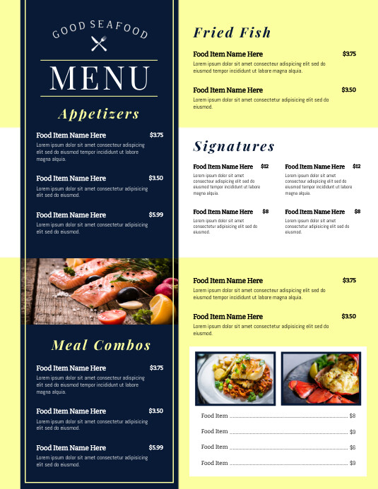 Menu Seafood Templat | PosterMyWall
