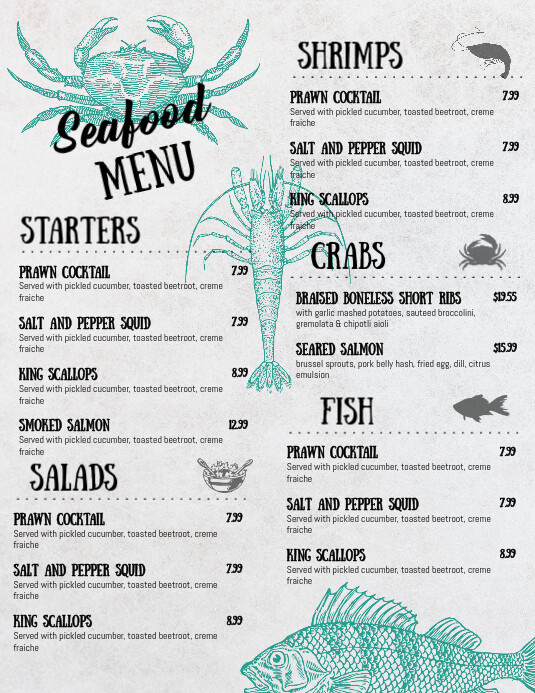 Copy Of Seafood Menu Design PosterMyWall Copy Of Seafood Menu Design PosterMyWall