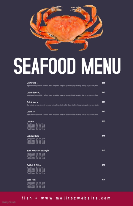 Seafood Modern Restaurant Menu Template | PosterMyWall