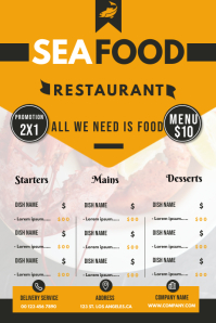 Seafood Menu Design Template | PosterMyWall