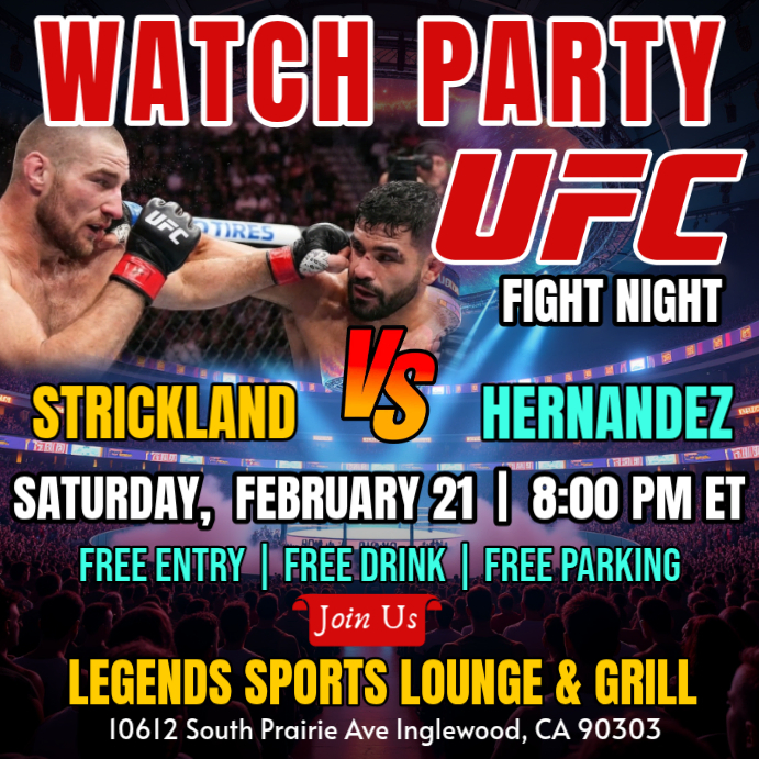 Sean Strickland Vs Anthony Hernandez UFC Fight Night Watch Party ...