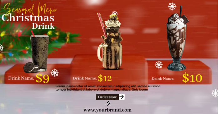 Seasonal Menu Christmas Drink Banner Template | PosterMyWall