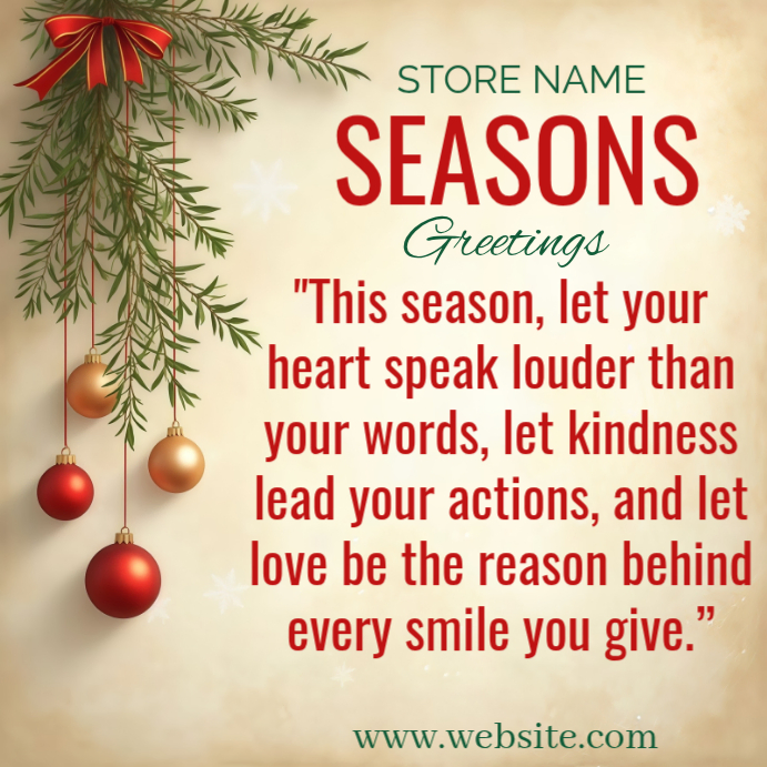 Seasons greetings - wishing you joy & peace Template | PosterMyWall