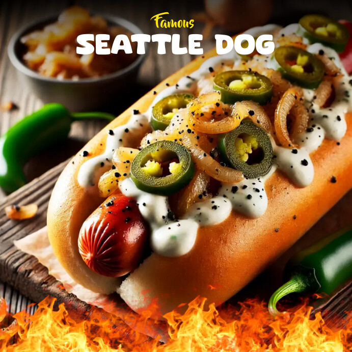 Copy of Seattle Dog - Seattle Hotdog - Hot Dog | PosterMyWall
