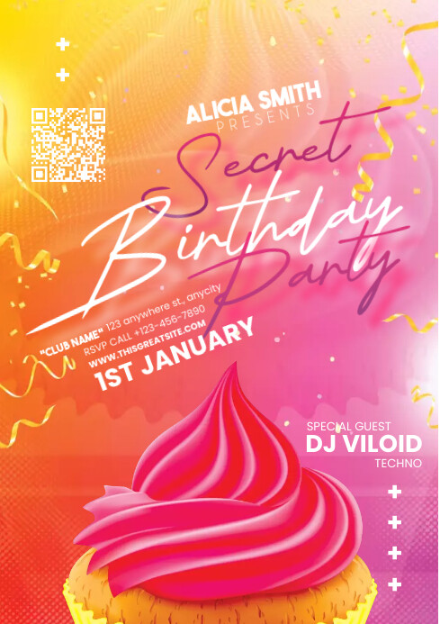 Secret Birthday Party Happy Cake Templat | PosterMyWall