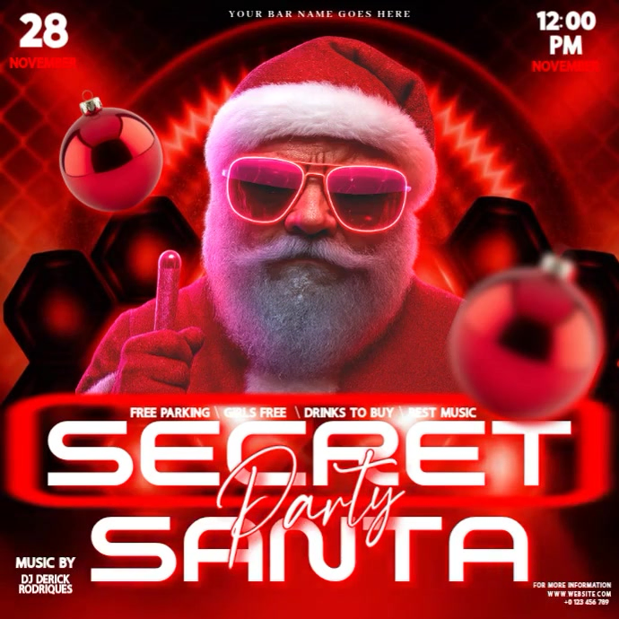 Secret Santa Christmas Party Event ad Template | PosterMyWall
