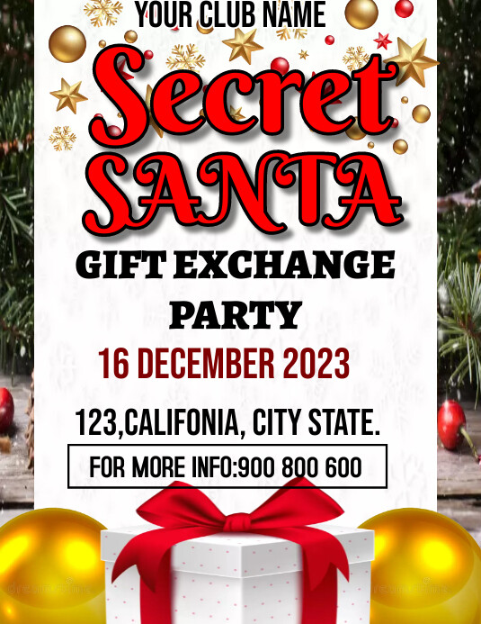 secret santa christmas party flyer Template | PosterMyWall