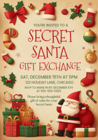 Secret Santa Gift Exchange Party A4 Template | PosterMyWall