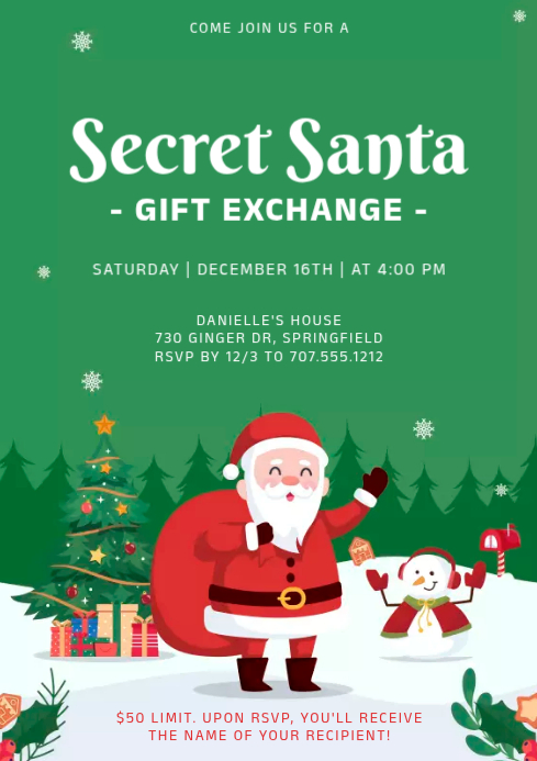 secret santa gift exchange Template | PosterMyWall
