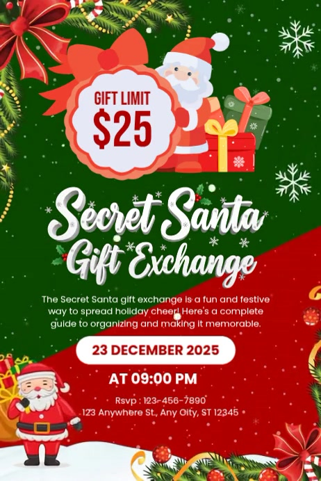Secret Santa Gift Exchange Template | PosterMyWall