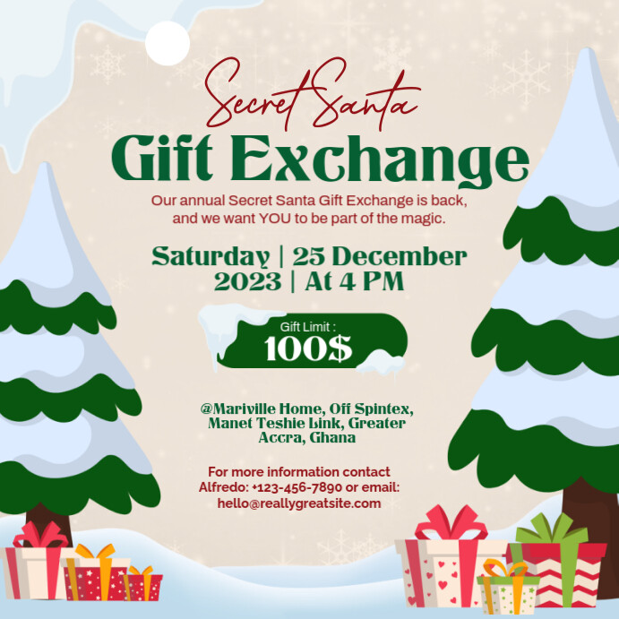 secret santa gift exchange Template | PosterMyWall