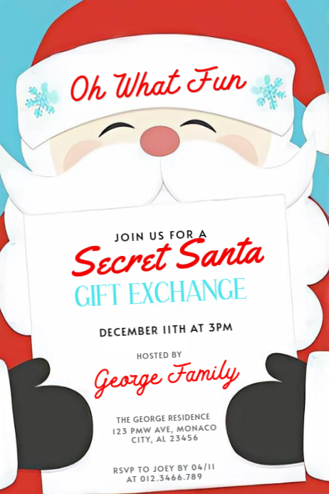 Plantilla de Secret Santa Gift Exchange Invitation Flyer – Fun ...