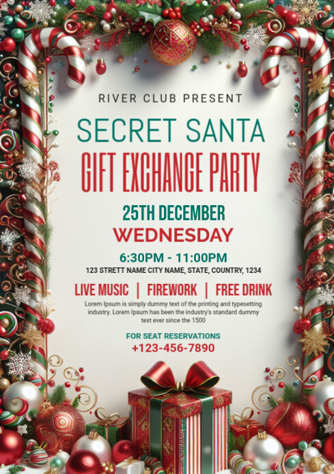 Secret Santa Gift Exchange Invite Template | PosterMyWall