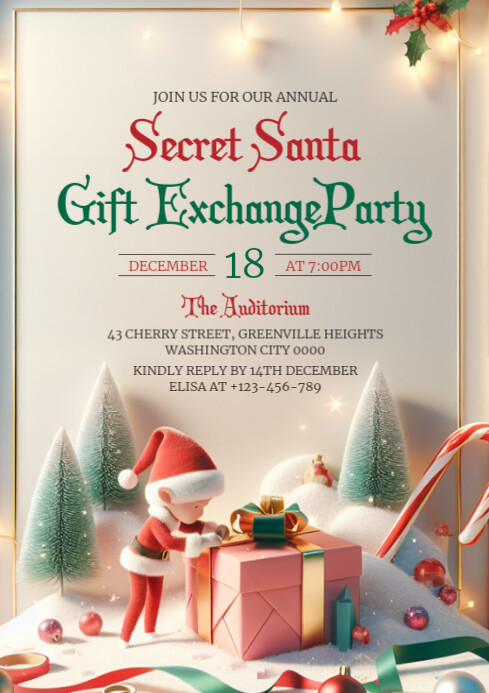 Secret Santa Gift Exchange Party A4 Template | PosterMyWall