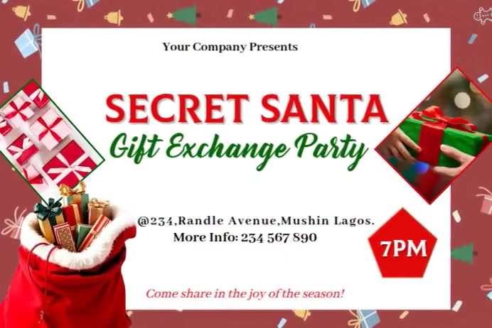 Secret Santa Gift exchange Party design template | PosterMyWall