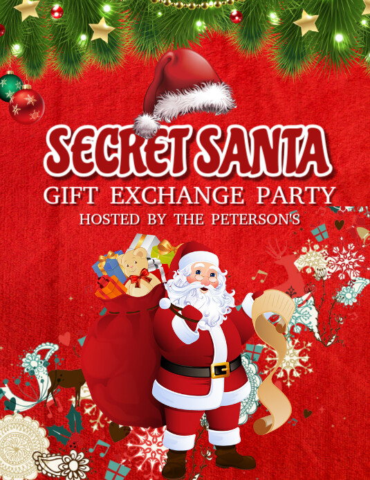 Secret Santa gift exchange party invitation Template | PosterMyWall