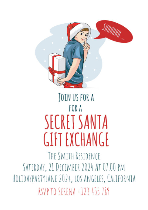Copy of Secret Santa gift exchange party invitation | PosterMyWall