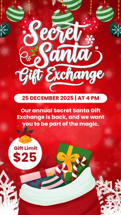 Secret Santa Gift Exchange Poster Template | PosterMyWall