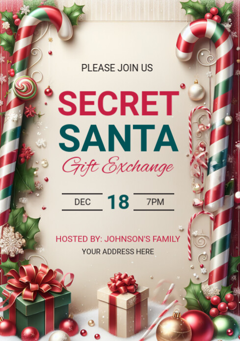 Secret Santa Gift Exchange Template A4 | PosterMyWall