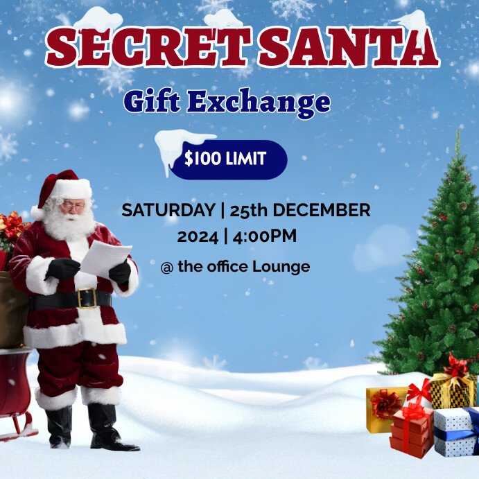 Secret Santa invitation post flyer editable Templat | PosterMyWall
