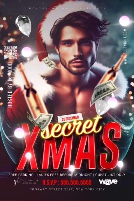 Secret Santa Night Club Party Poster Template | PosterMyWall