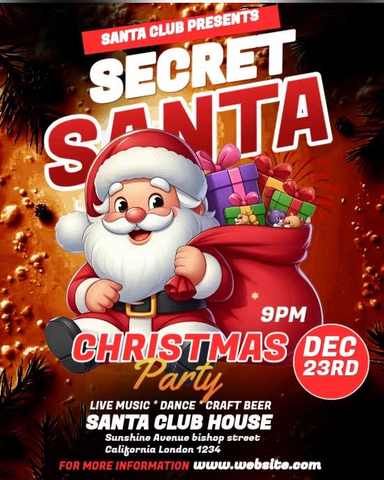 Secret Santa night party Template | PosterMyWall