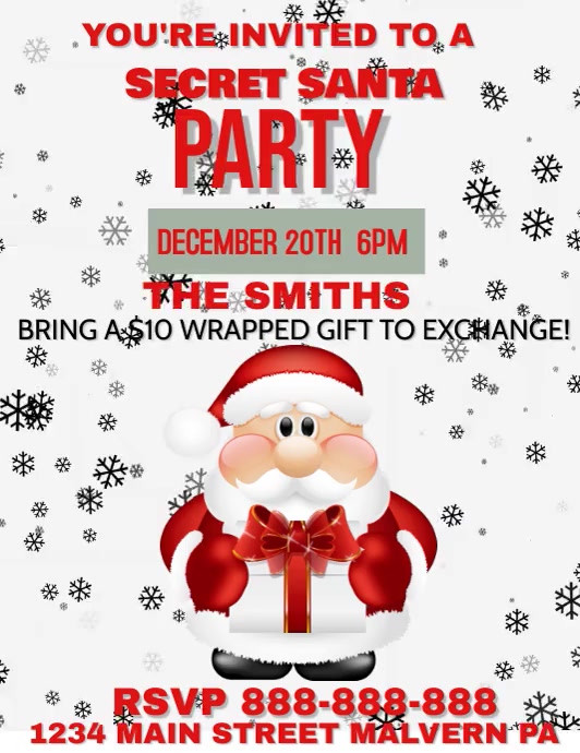 SECRET SANTA PARTY Template | PosterMyWall