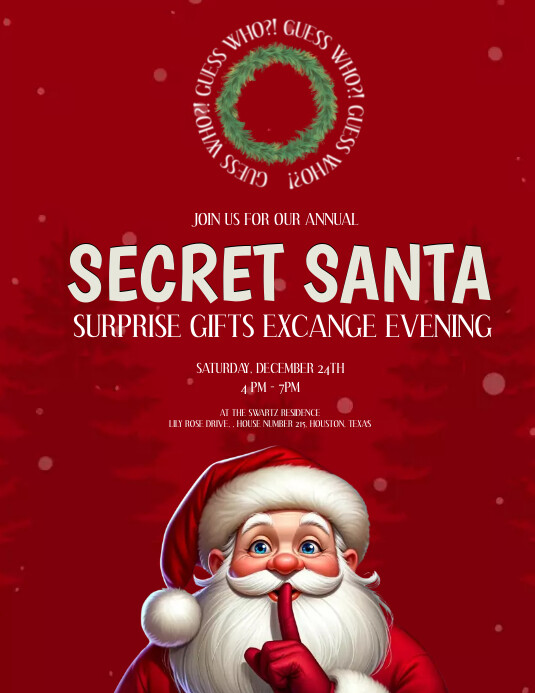 SECRET SANTA PARTY EVENT TEMPLATE | PosterMyWall