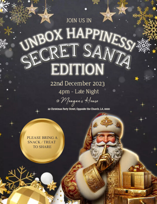 SECRET SANTA PARTY EVENT TEMPLATE | PosterMyWall