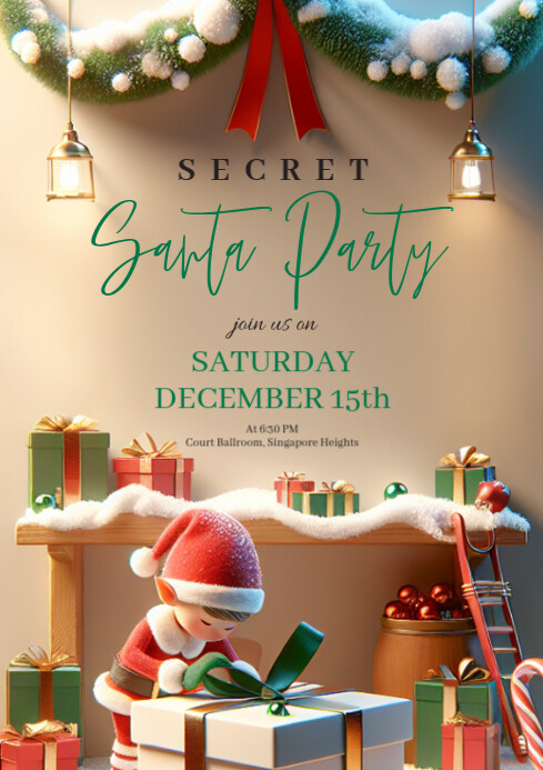 Secret Santa Party Flyer Template | PosterMyWall