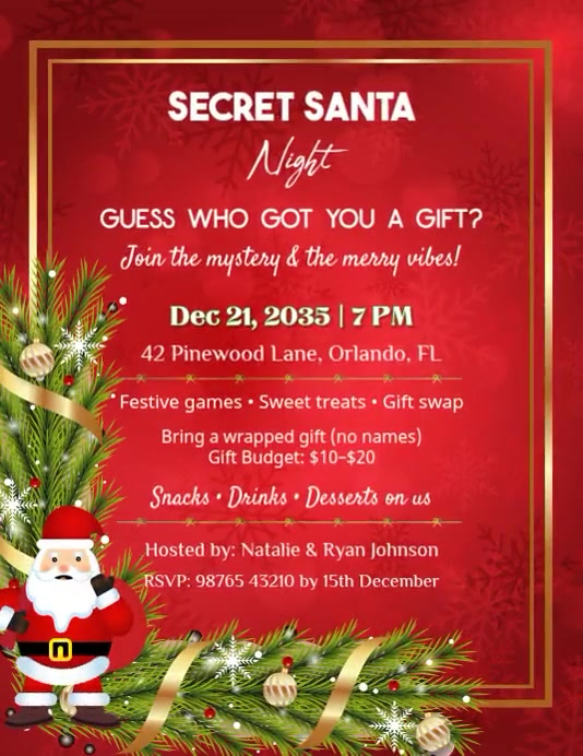 Secret Santa Party Invitation Video Template | PosterMyWall