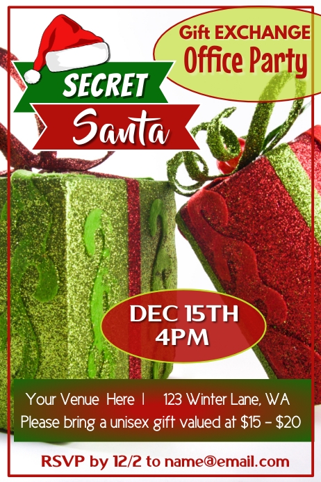 Secret Santa Party Poster Template | PosterMyWall
