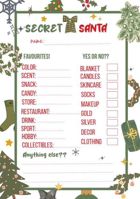 Secret Santa printable Template | PosterMyWall