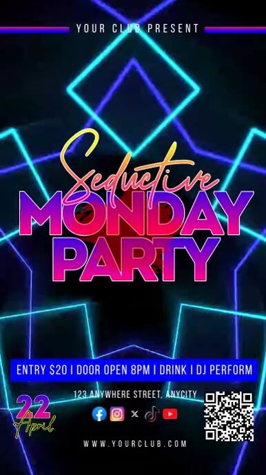 Seductive Monday Party Template | PosterMyWall